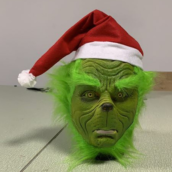 Grinch Cosplay Mask Xmas Hat Costume Helmet How the Grinch Stole ...