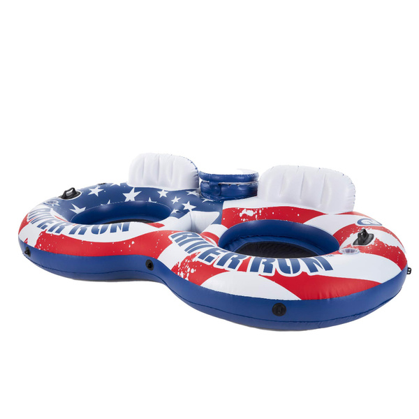 Intex Inflatable American Flag Double Tube Pool Float with Cooler and ...