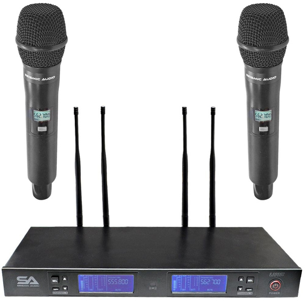 2 Channel UHF Wireless Microphone System with 2 Handheld Wireless ...