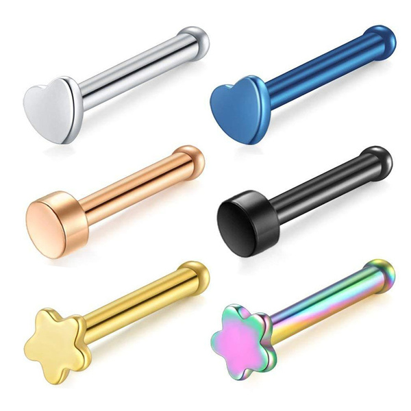 1pc Nose Stud Heart Round Star Shape Nose Ring Piercing Jewelry 20G ... 1pc Nose Stud Heart Round Star Shape Nose Ring Piercing Jewelry 20G ...