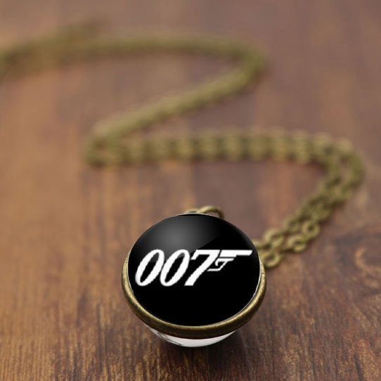 Vintage James Bond 007 Charm Double Sided Ball Glass Pendant Necklace ...