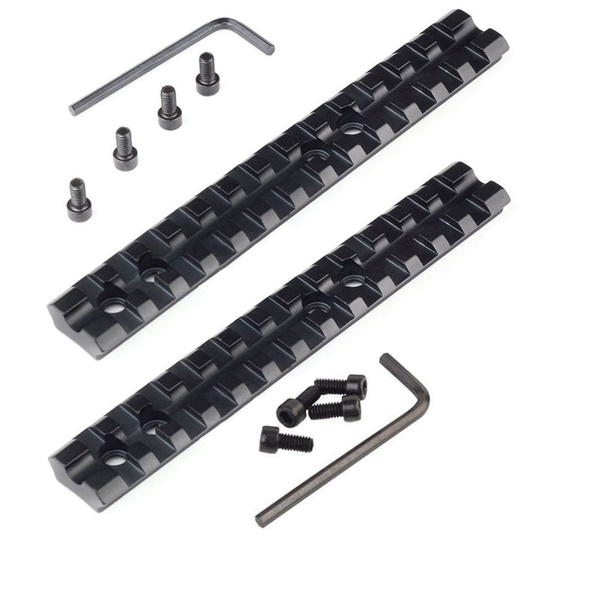 2PC Mossberg 500 Shotgun Scope Mount 13 Slot Picatinny Rail Top Rail ...