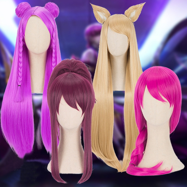 Anime Hair LOL Cosplay Party Lady Girls Full Wig Long Straight Harajuku ...