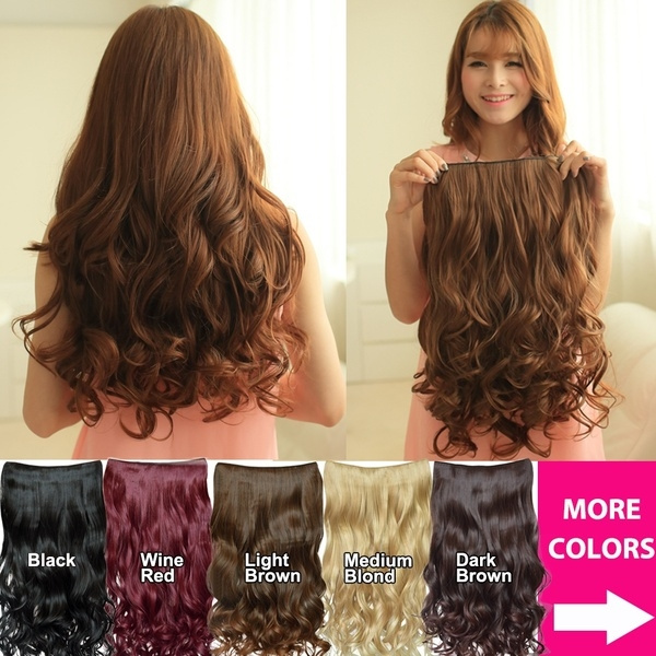 Real Thick Synthetic Hair Extensions 24 Inches 61CM 3/4 Full Head Clip ...