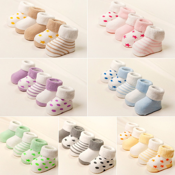 5 Pairs Winter Warm Baby Socks Anti Slip Newborn Sock 0-32 months Soft ...