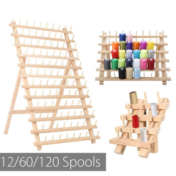12/60/120 Spools Beech Wood Foldable Sewing Thread Holder Rack ...