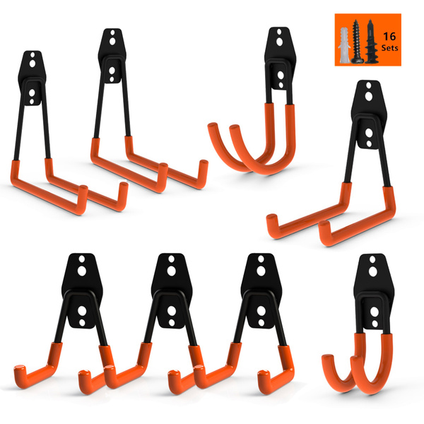 Multi-size Garage Storage Utility Double Hooks, Heavy Duty Steel Wall ...