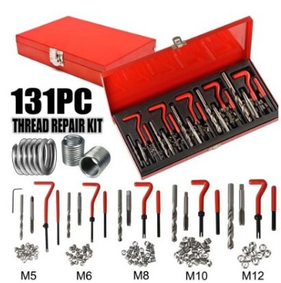 131pcs Stripped Thread Rethread Repair Kit Helicoil Metric M5 M6 M8 M10 ...
