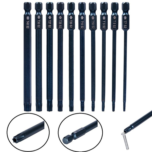 10Pcs T7-T40 Chromium Vanadium Alloy Steel Torx Head Screwdriver 1/4 ...