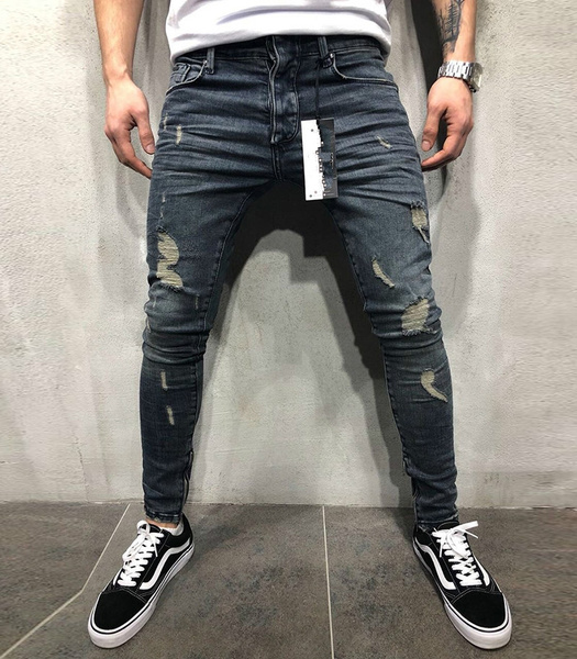 Jamickiki New Spring and Autumn Fashion Mens Street Style Ripped Hole ...
