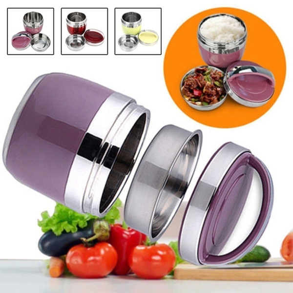 2 Layer Portable Stainless Steel Insulated Bento Food Thermal Container ...