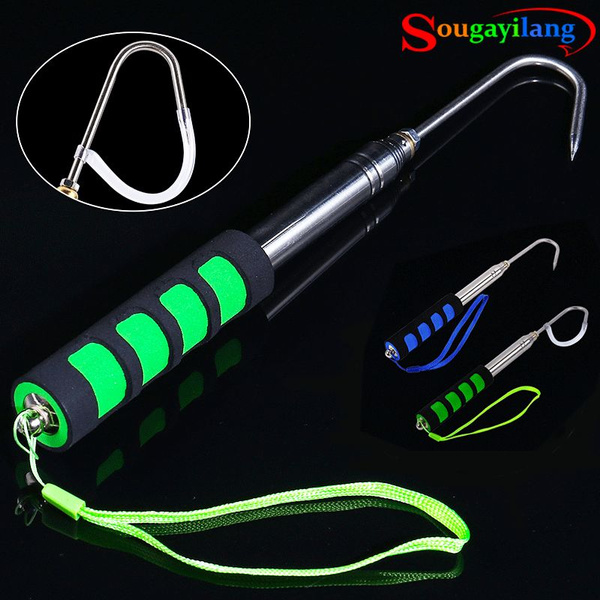 Telescopic Retractable Fish Gaff Stainless Ice Sea Fishing Spear Hook ...
