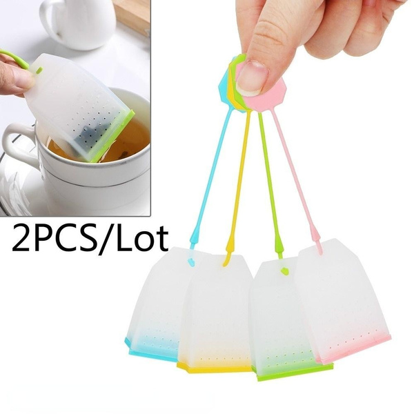 2Pcs/Lot Bag Style Silicone Tea Bag Tea Infuser Colorful Style Herbal ...