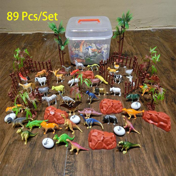 89 Pcs Jungle Animals Toys Set Realistic Wild Plastic Animal Learning ...