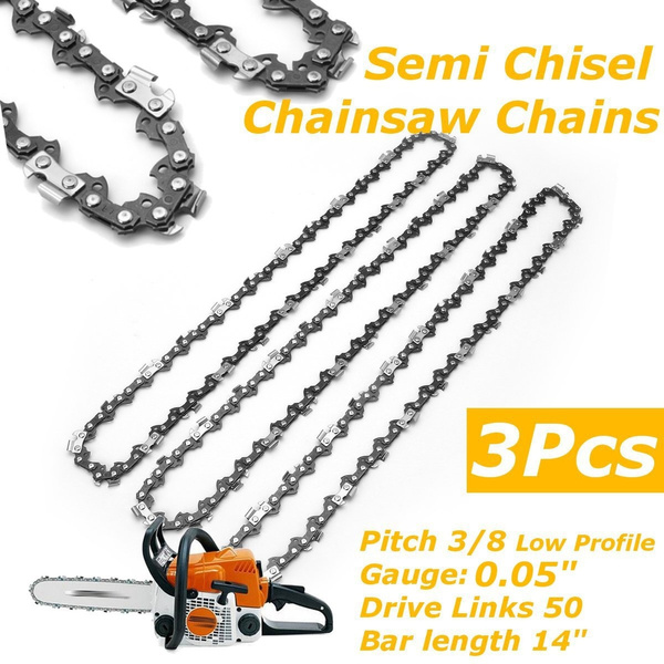 3 Pcs 14'' Chainsaw Semi Chisel Chain 3/8'' 0.050" 50DL chain for ...