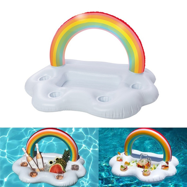 Inflatable Rainbow Cloud Cup Holder Inflatable Pool Floating Beer Drink Toy | Wish