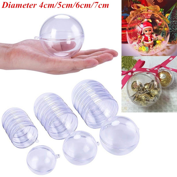 5PCS/set Clear Plastic Round Ball Fillable Ornaments Party Wedding Xmas ...