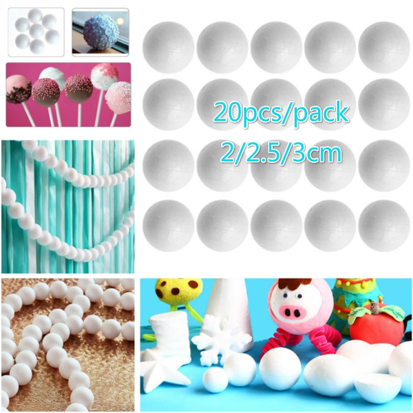 20pcs 2/2.5/3cm Modelling Polystyrene Styrofoam Foam Ball White Craft Balls For DIY Festival ...