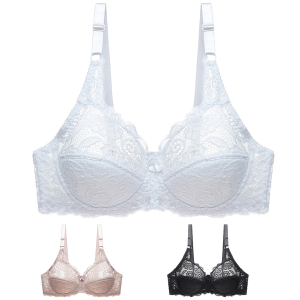 Sexy Lace Bra Plus size C D Cup Underwire Gather Adjustment Plunge ...