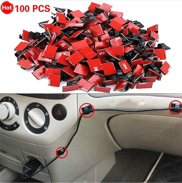 100 Pcs Adhesive Car Cable Clips Wire Clamps Organizer Cord Tie Holder ...