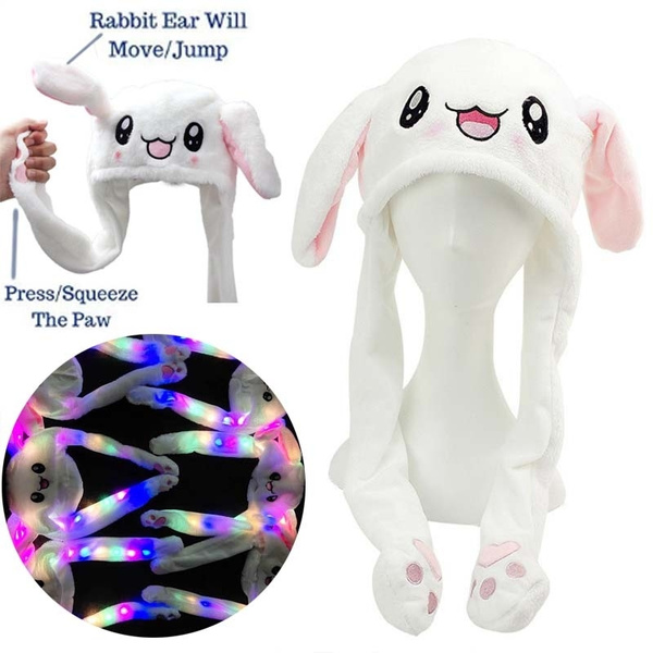 Cute Cartoon Dance Rabbit Ears Plush Airbag Cap Funny Pressing Paw Ears ...