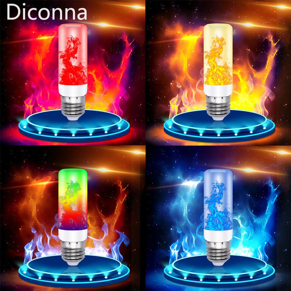 3/4 Modes E27/26 LED Flame Effect Fire Light Bulb Flickering Lamp ...