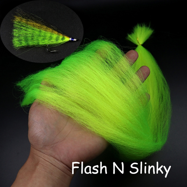 Saltwater fishing fly tying materials Flash N Slinky fiber long hair ...