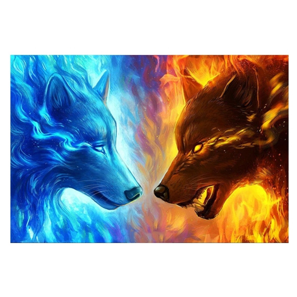 wolf diamond painting animal snow wolf diamond embroidery full round ...