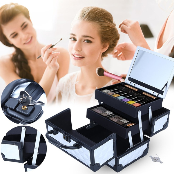 Portable Makeup Box Large Beauty Aluminium Carry Case Jewelry Container ...
