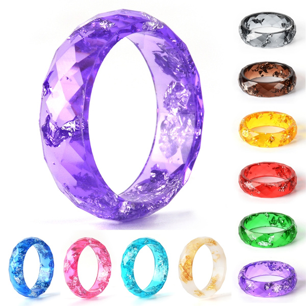 Resin Ring - Purple Faceted Eco Resin Ring with Silver Flakes, Rings ...