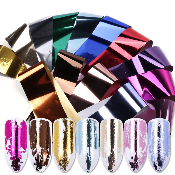 28X Metal Color foils Nail Stickers Transfer Nail Foils Charm Wrap | Wish