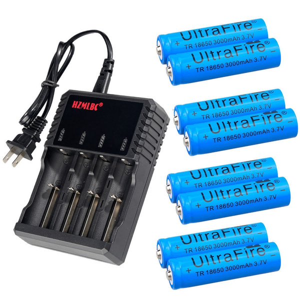 8pc Ultrafire 3.7V 18650 Battery Li-ion 3000mAh Rechargeable Cell+4 ...