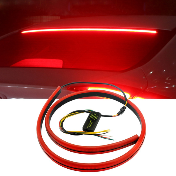 Super Bright 100cm Red Flowing Flashing Car Third Brake Light Rear Tail ...