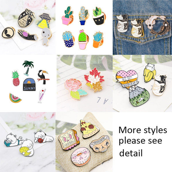 2-6PCS/set Cute Cartoon Brooches Pins Set Coat Bags Denim Decoration ...