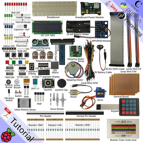 Ultimate Starter Kit with LCD1602 for Raspberry Pi | Beginner Learning ...