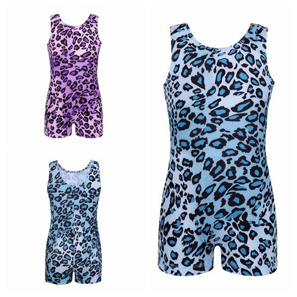 Girls Sparkle Leopard Gymnastics Leotards Kids Toddler One Piece ...