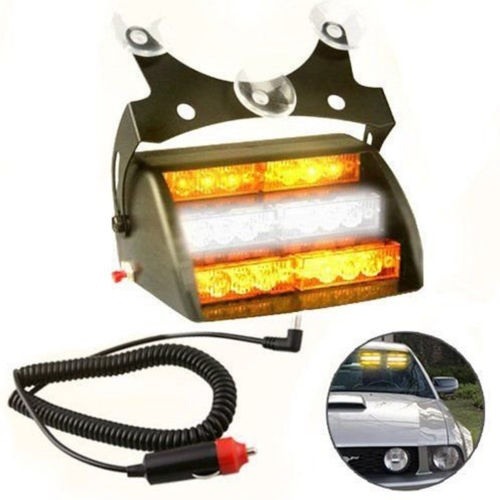Car 18 LED Amber/Amber Police Strobe Flash Light Dash Emergency ...