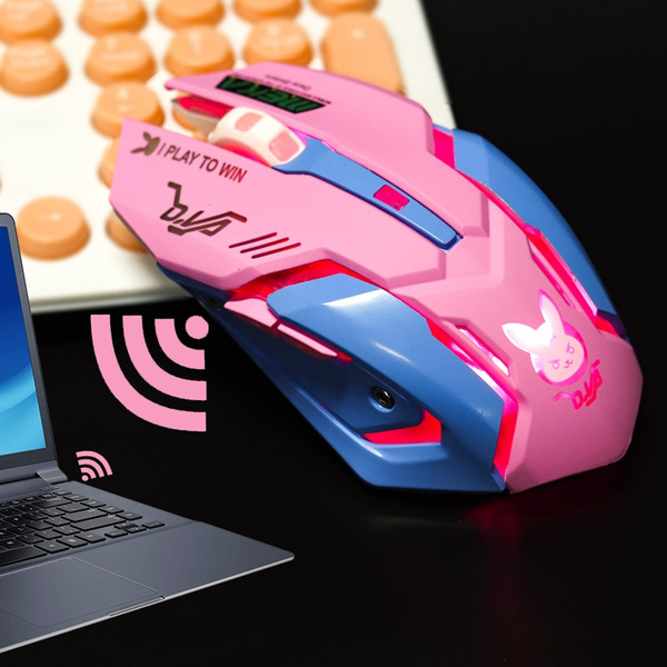 6 Keys 2.4G Wireless Mouse Rechargeable 600mA with LED Lights - Pink | Wish