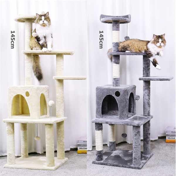 145cm Cat Tree Tower Condo Cat Climbing Frame Kitten Play Area Cat ...