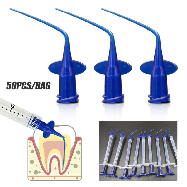 50pcs Blue Dental Disposable Syringe Tip Dental Irrigation Tips For ...