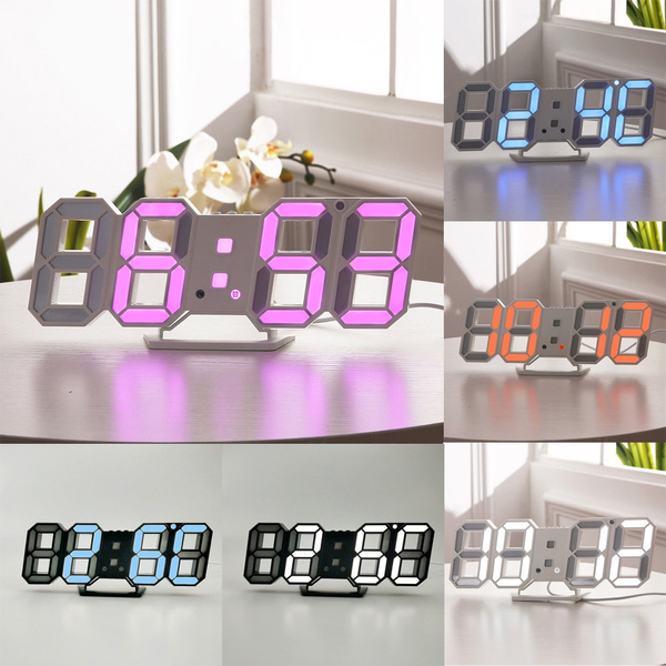 3D LED Digital Alarm Clock For Desk Shelf Tabletop Big Digit Display ...