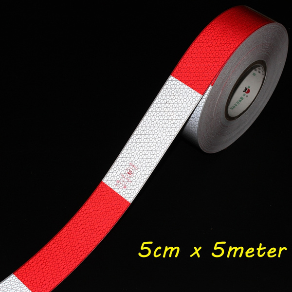 Silver & Red Safety Reflective Tape Stickers Self-adhesive Warning Tape ...