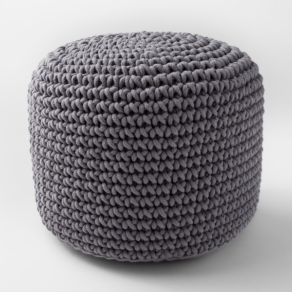 Refurbished Cloud Island Round Foam Ottoman Gray Shadow | Wish