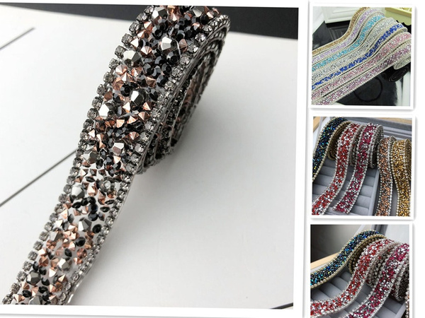 1 Yard Sewing Strass Trim Ribbon Crystal Rhinestone Iron Fabric Garment ...
