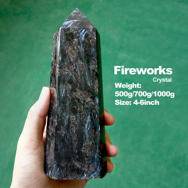 500g-1000g Natural Fireworks Stone Quartz Crystal Wand Obelisk Point ...