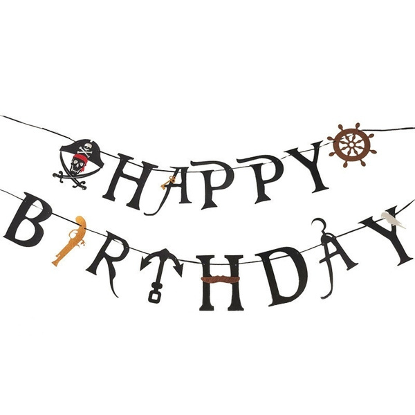1Set Pirate Happy Birthday Banner Baby Shower Kids Favors Birthday ...