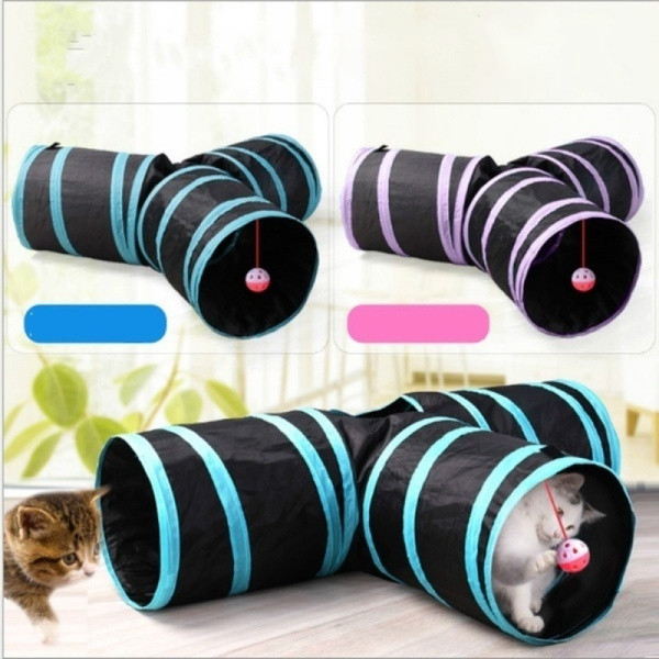 Pet Cat Tunnel Passageway Tubes Collapsible Crinkle Kitten Play Funny ...