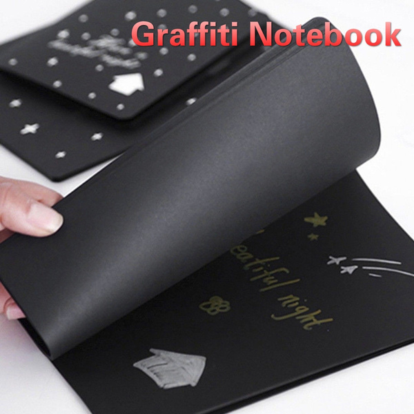 Mini 56K Art Graffiti Notebook Paper Kids Drawing Painting Book Black ...