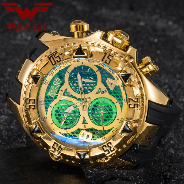 Original Design Men's Fashion Sports Gold Rotation Large Dial Watch ...