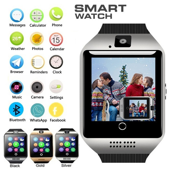 Wireless Bluetooth Smart Watch with Camera Sim TF Card for IOS ...